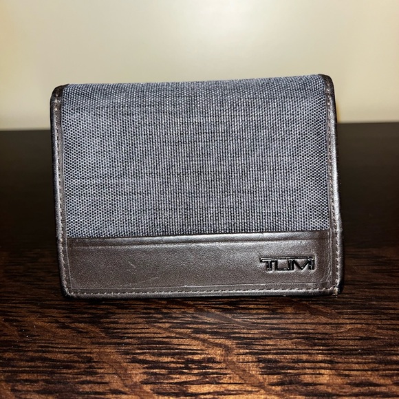 Tumi | Accessories | Tumi Alpha Brown Leather Trim Black Wallet Card ...